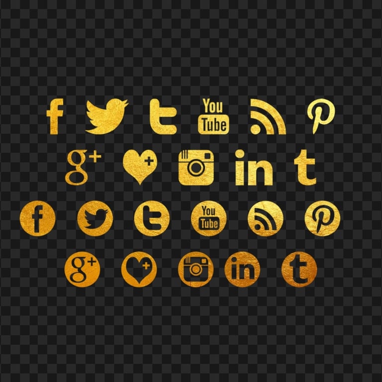 Golden Social Media Logos Icons HD PNG | Citypng