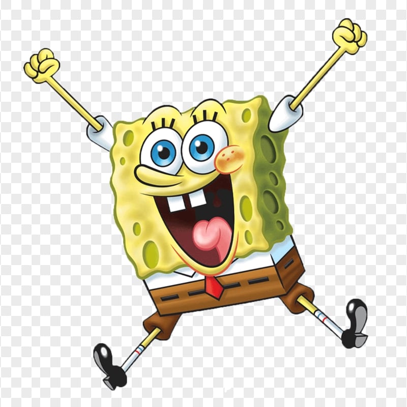 HD Jumping Spongebob Happy Hands Up Character Transparent PNG | Citypng
