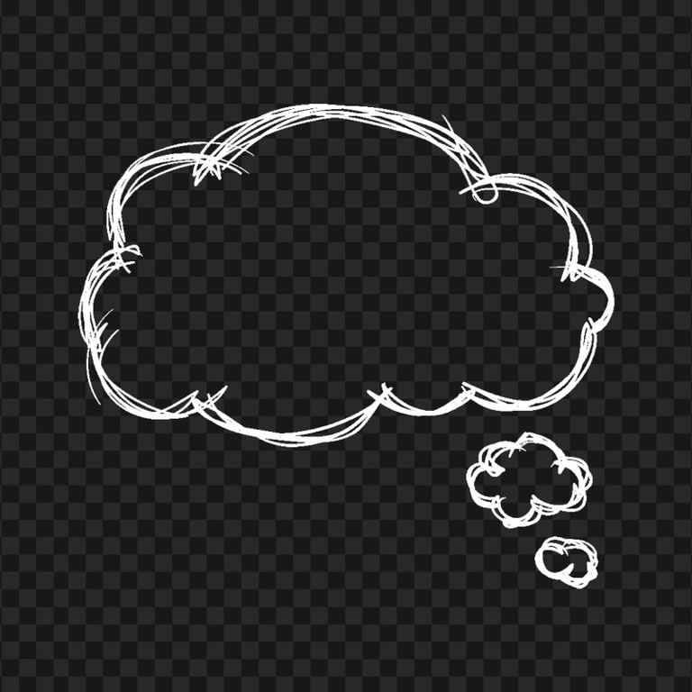 White Sketch Drawing Cloud Thinking PNG | Citypng