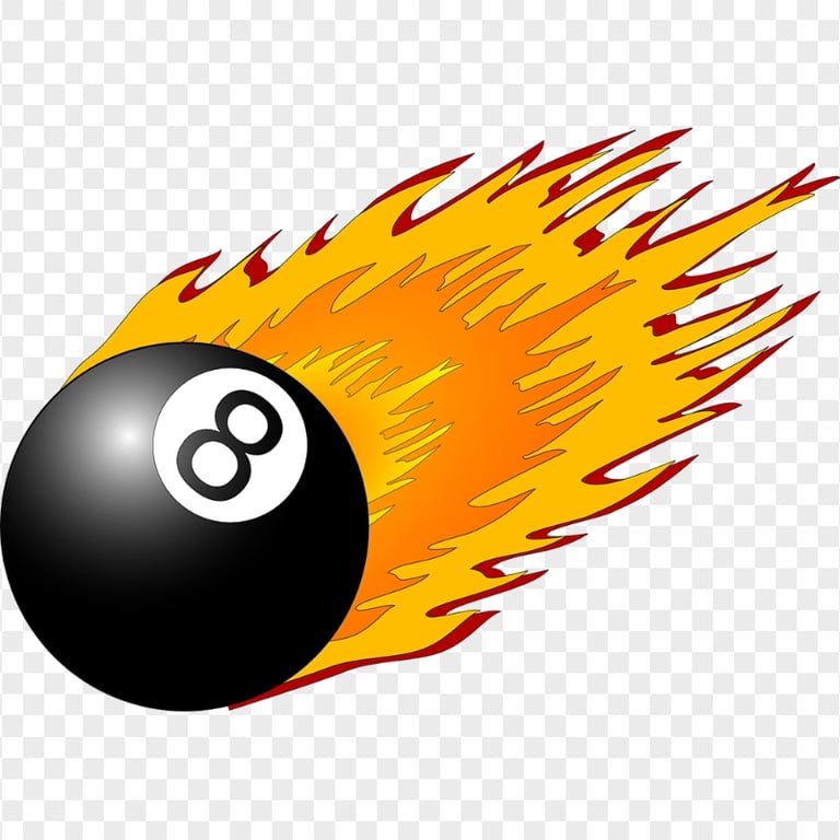 HD Cartoon Eight 8 Pool Ball Fire Flame PNG | Citypng
