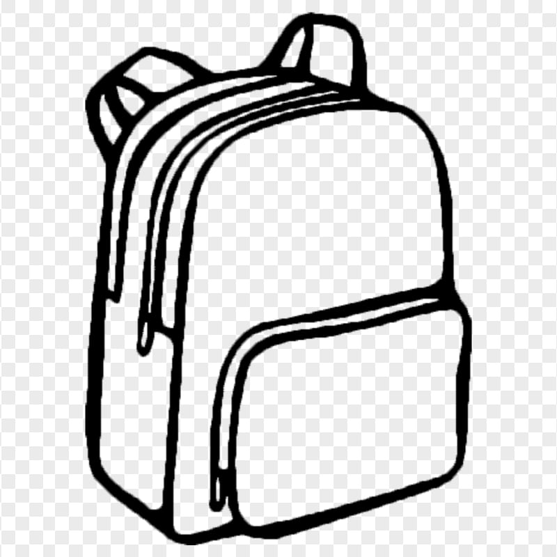 Outline Black Backpack Bag PNG | Citypng