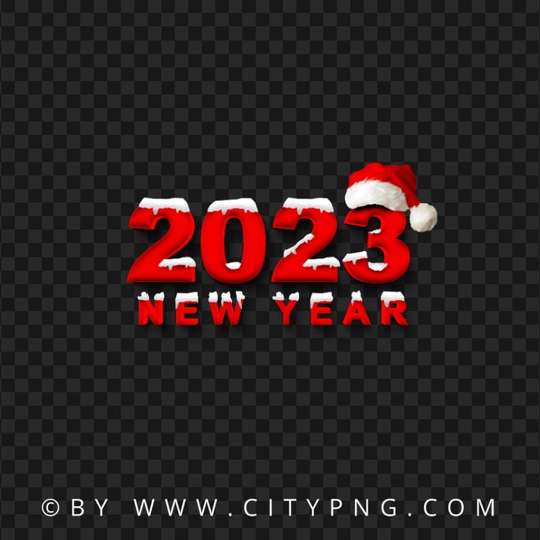 2023 Snowy Red Logo With Santa Hat PNG Image | Citypng