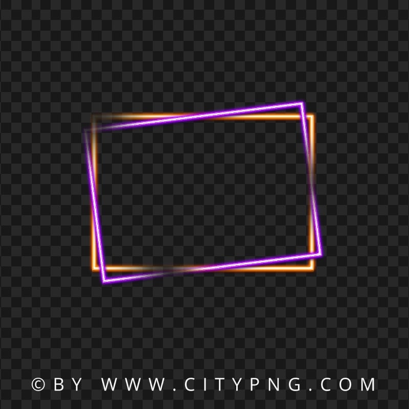 Purple And Orange Neon Double Frame HD PNG | Citypng