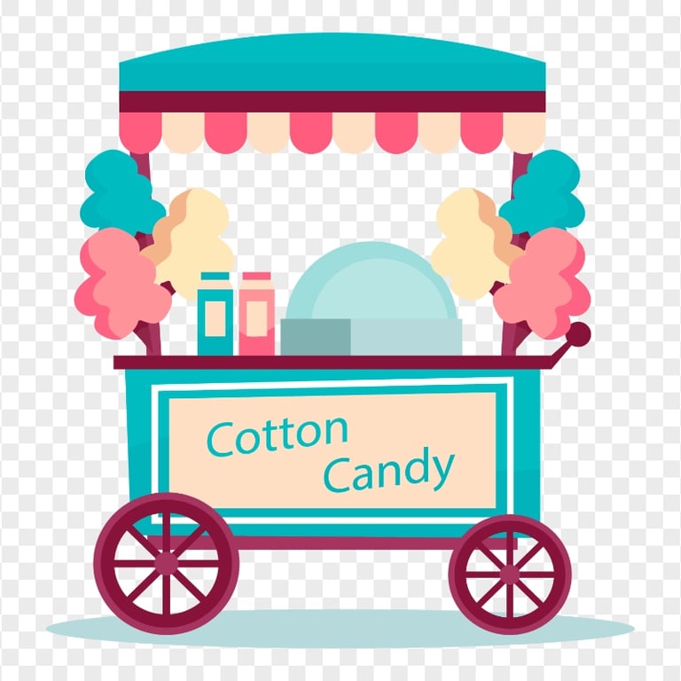Cartoon Sweet Cotton Candy Cart PNG Image | Citypng