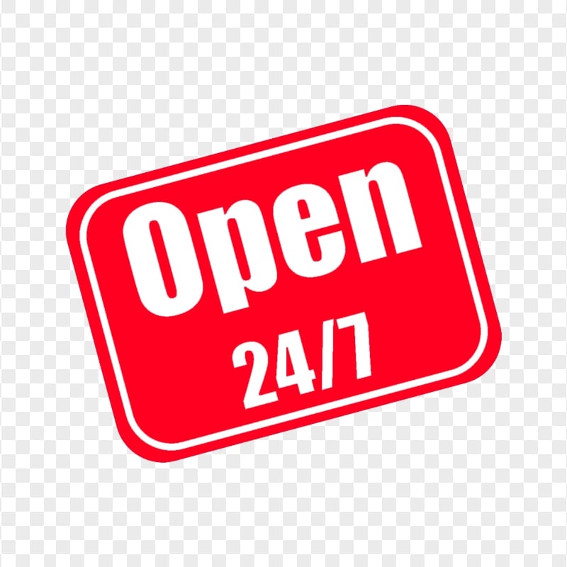 Open 24/7 Red And White Logo Sign PNG | Citypng