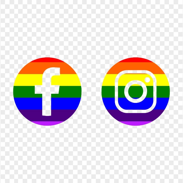 HD Facebook Instagram Rainbow Round Logos Icons PNG | Citypng