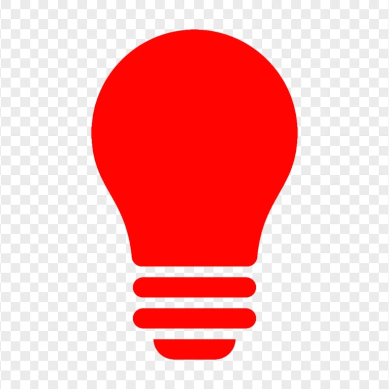 HD Red Glowing Bulb Idea Clipart Icon PNG | Citypng