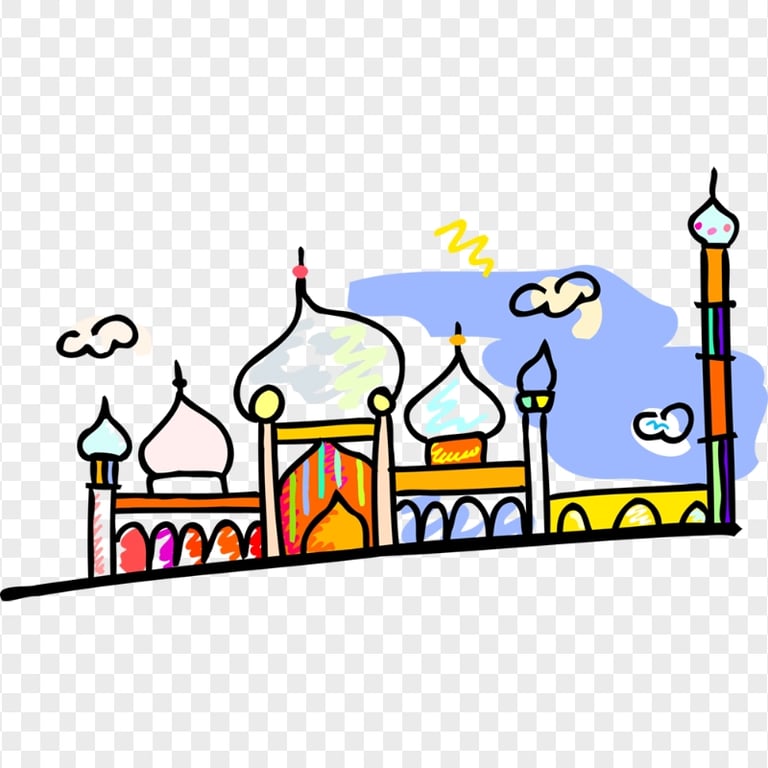 Drawing Painting Cartoon Mosque Masjid Artwork | Citypng