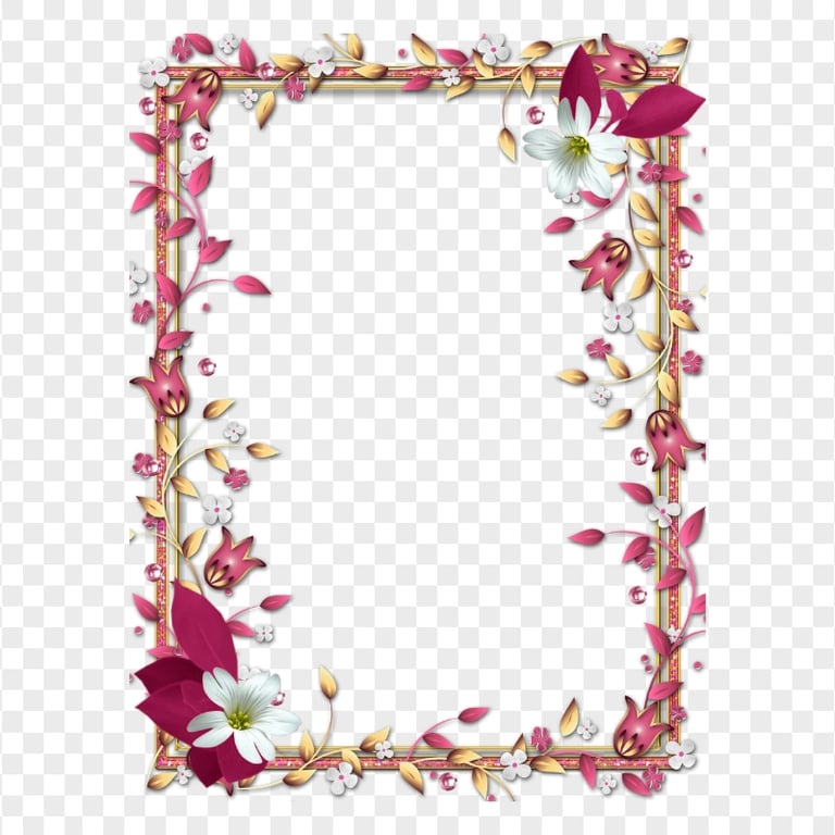 HD Roses Flowers Floral Vertical Photo Frame PNG | Citypng