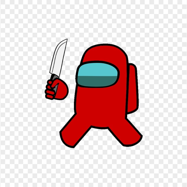 HD Red Among Us Crewmate Character With Holding Knife PNG | Citypng