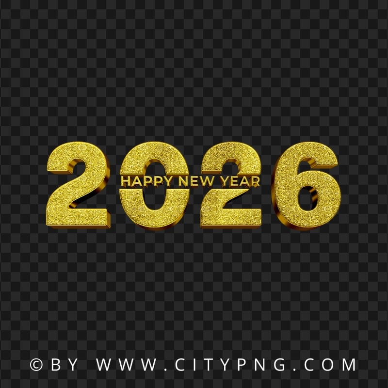 2026 Gold Happy New Year Creative Design HD PNG | Citypng