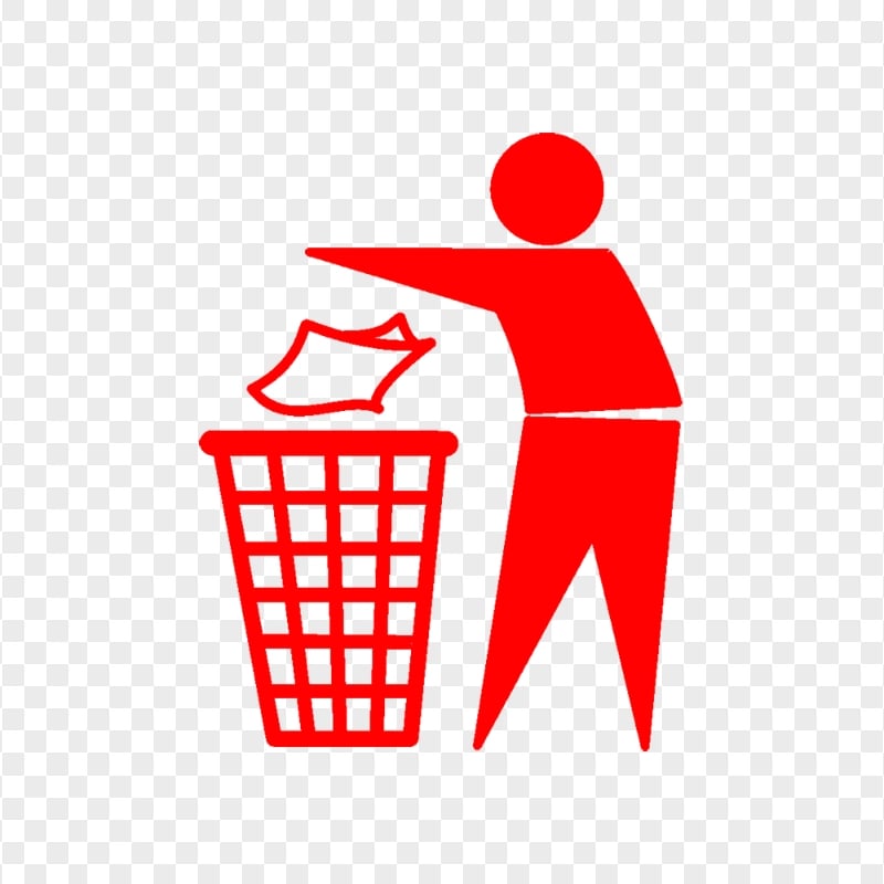 Man Throwing Trash Bin Red Icon Download PNG | Citypng