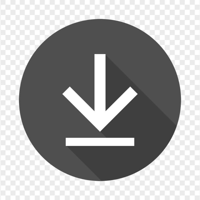 Flat Circle Round Black Download Button Icon PNG | Citypng