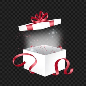 Open Red Gift Box With Light Sparkling Effect PNG | Citypng