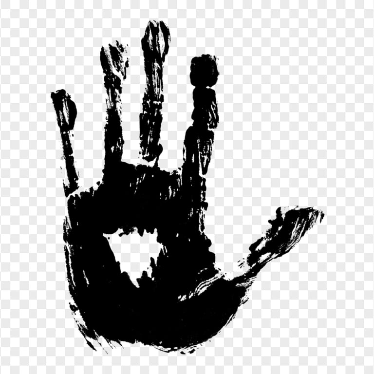 HD Realistic Black Hand Print PNG | Citypng