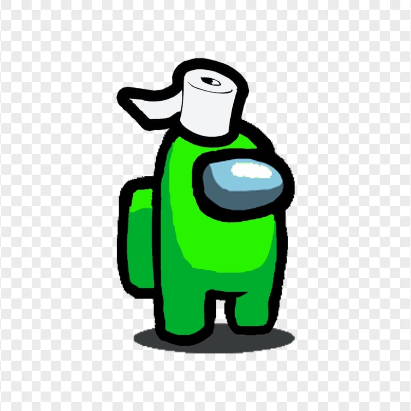 HD Lime Among Us Character With Toilet Paper Hat On Head PNG | Citypng