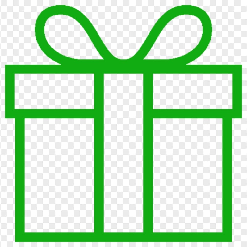 HD Green Line Outline Gift Box Icon Transparent Background | Citypng