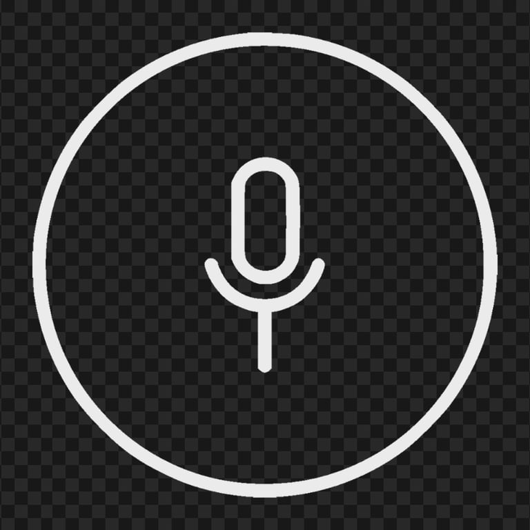 Transparent Round Voice Recorder Mic Line White Icon | Citypng
