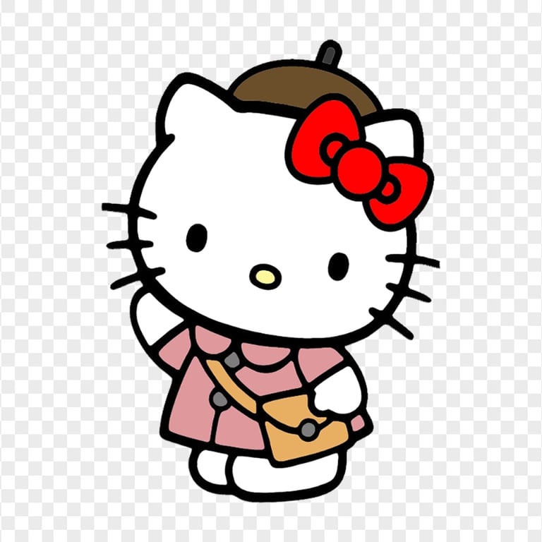 HD Hello Kitty in Uniform Waving Transparent Background | Citypng