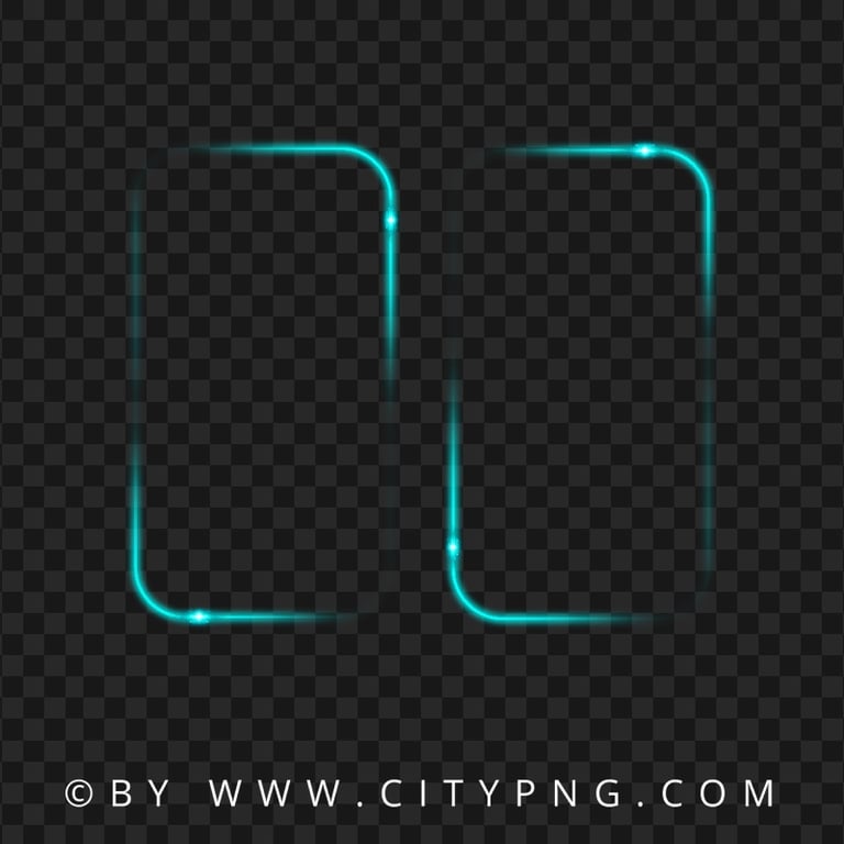 HD Two Double Glowing Blue Neon Frame PNG | Citypng