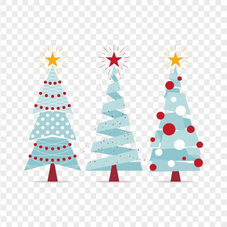 HD Three Flat Vector Christmas Trees PNG | Citypng
