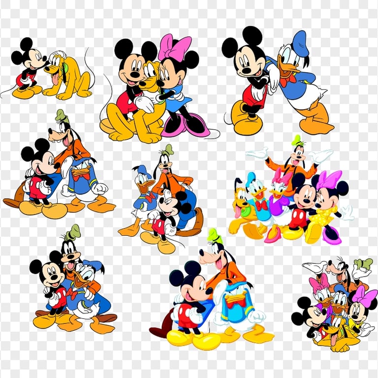 Mickey Mouse Characters With Tree Illustration PNG | Citypng