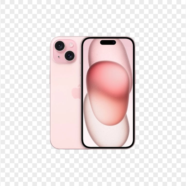 Pink Apple iPhone 15 Front and Back HD PNG | Citypng