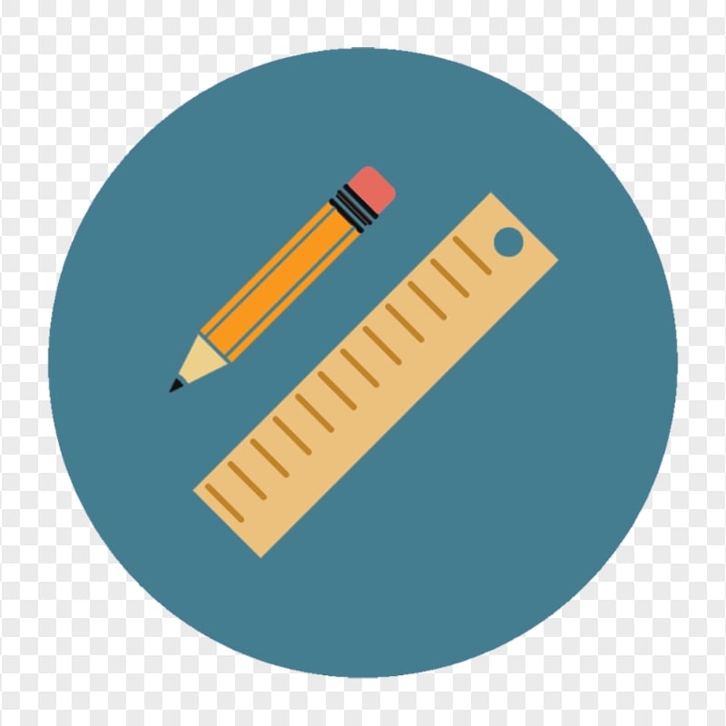 HD Round Flat Pencil with Ruler Icon PNG | Citypng