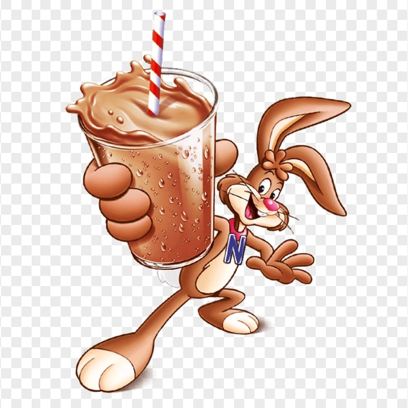 HD Nesquik Rabbit Holding Cup Of Chocolate Milk PNG | Citypng
