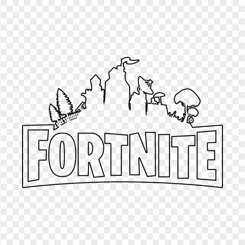HD Black Outline Fortnite Logo Silhouette PNG | Citypng