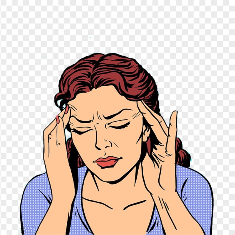 Woman Sick Pain Headache Illustration Pop Art | Citypng