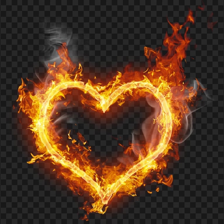 Outline Heart On Fire Love FREE PNG | Citypng