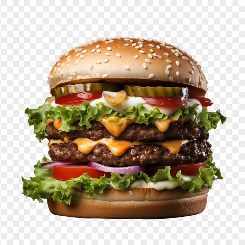 HD Double Cheesy Beef burger Transparent Background | Citypng