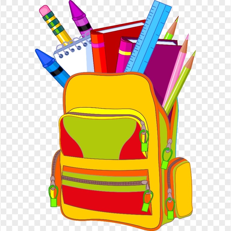 Illustration Cartoon School Backpack With Supplies | Citypng