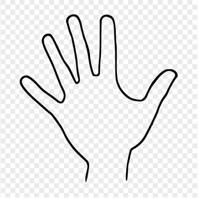 HD Black Outline Left Hand Print PNG | Citypng