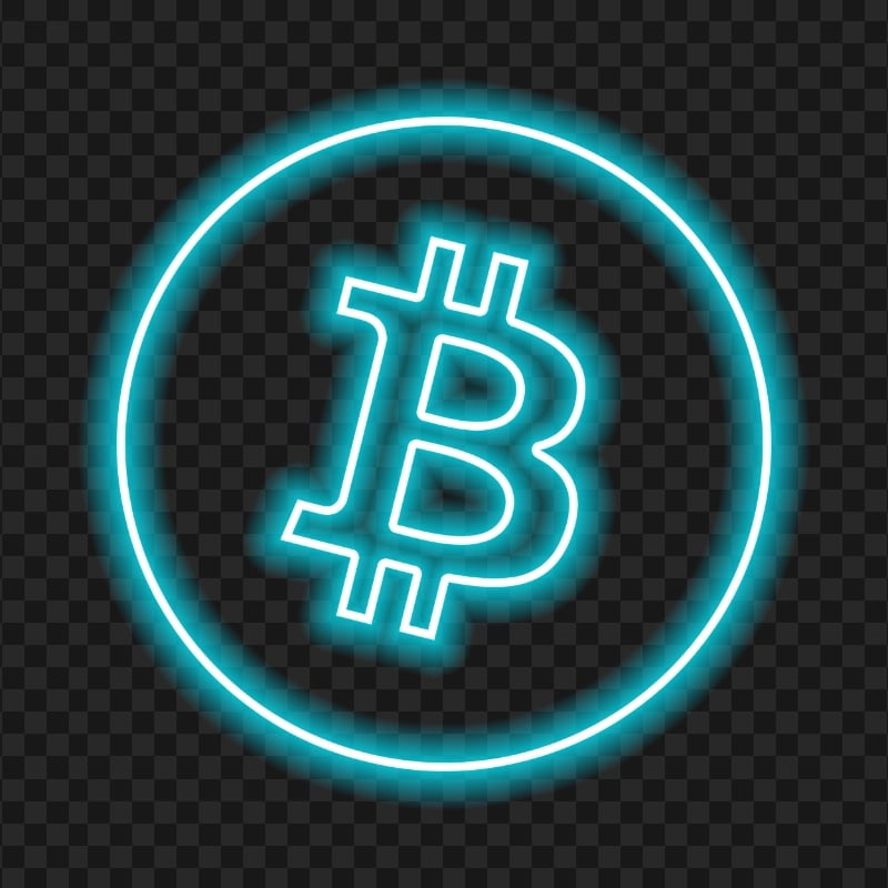HD Bitcoin Blue Neon Logo Icon PNG | Citypng