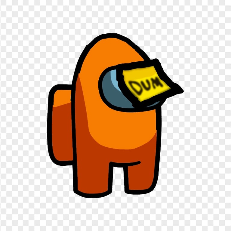 HD Orange Among Us Crewmate Character With Dum Sticky Note Hat PNG ...