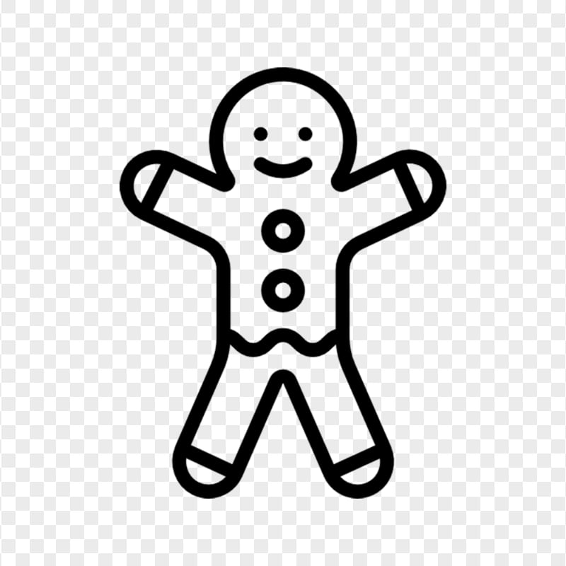 Outline Black Gingerbread Man Icon PNG | Citypng