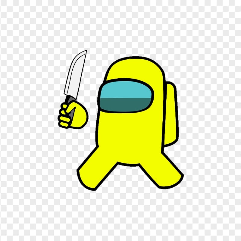HD Yellow Among Us Crewmate Character With Holding Knife PNG | Citypng