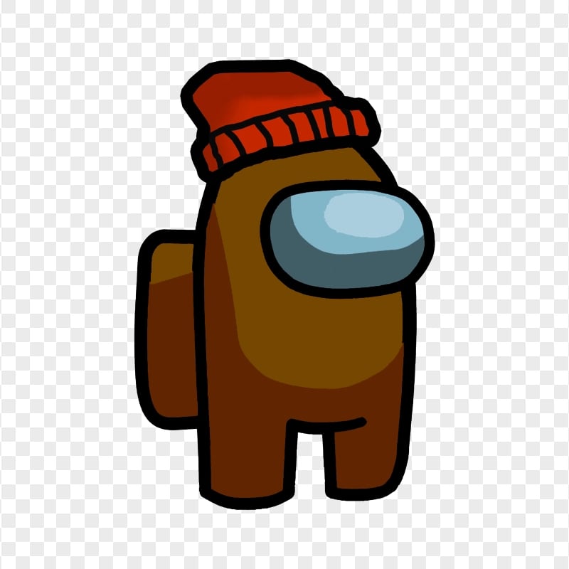 HD Brown Among Us Crewmate Character With Red Beanie Hat PNG | Citypng