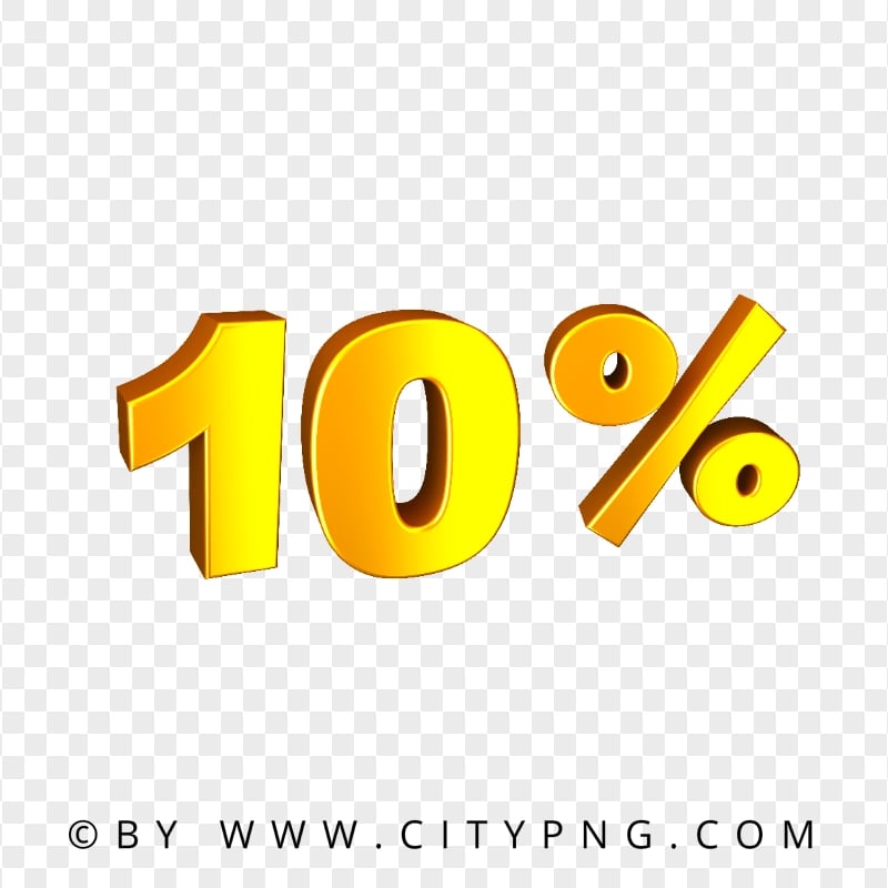 10% Ten Percent Yellow Orange Text HD PNG | Citypng