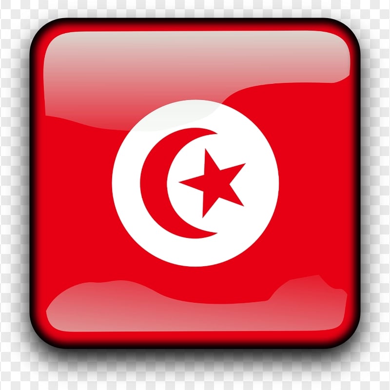 Glossy Square Tunisian TUN Flag Button Icon | Citypng