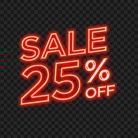 Yellow 25% Percent Off Sale Neon Sign HD PNG | Citypng