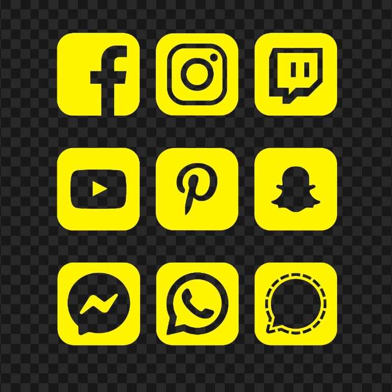 HD Social Media Yellow Square Icons PNG | Citypng