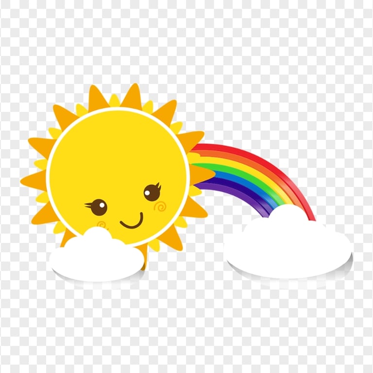 PNG Cartoon Rainbow Sun Clouds Illustration | Citypng