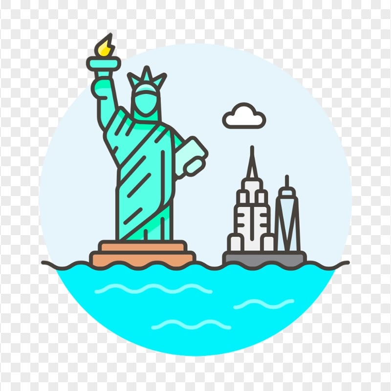 Statue Of Liberty Freedom Tower Round Flat Icon PNG | Citypng