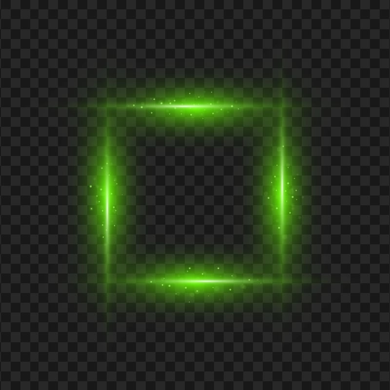 Glowing Green Square Frame FREE PNG | Citypng