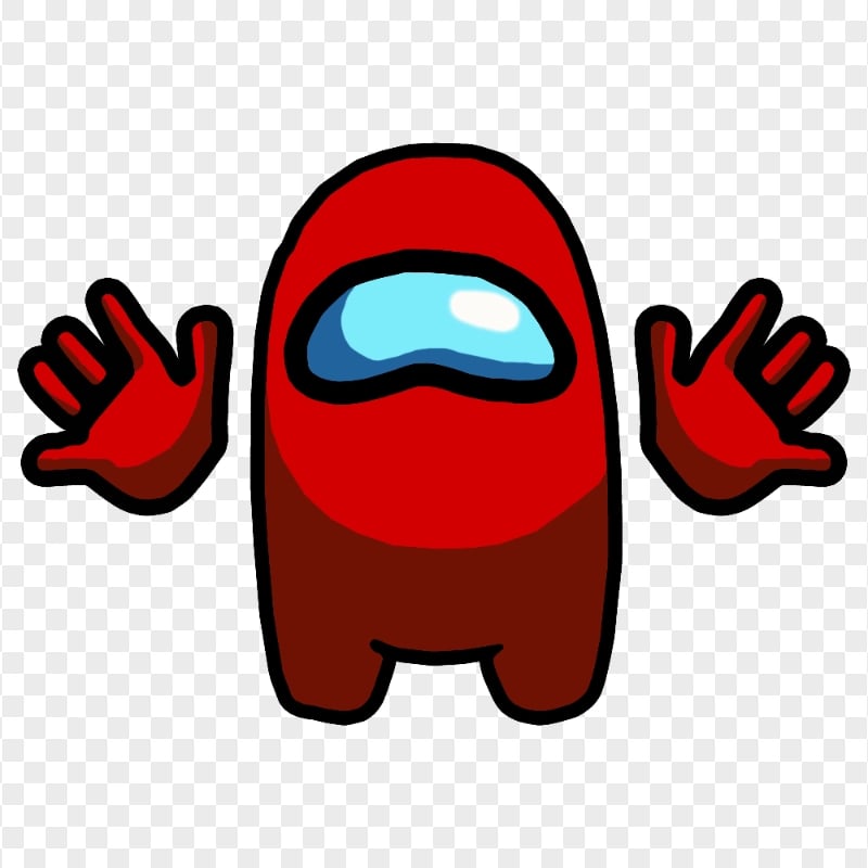HD Red Among Us Crewmate Character Front View With Hands PNG | Citypng