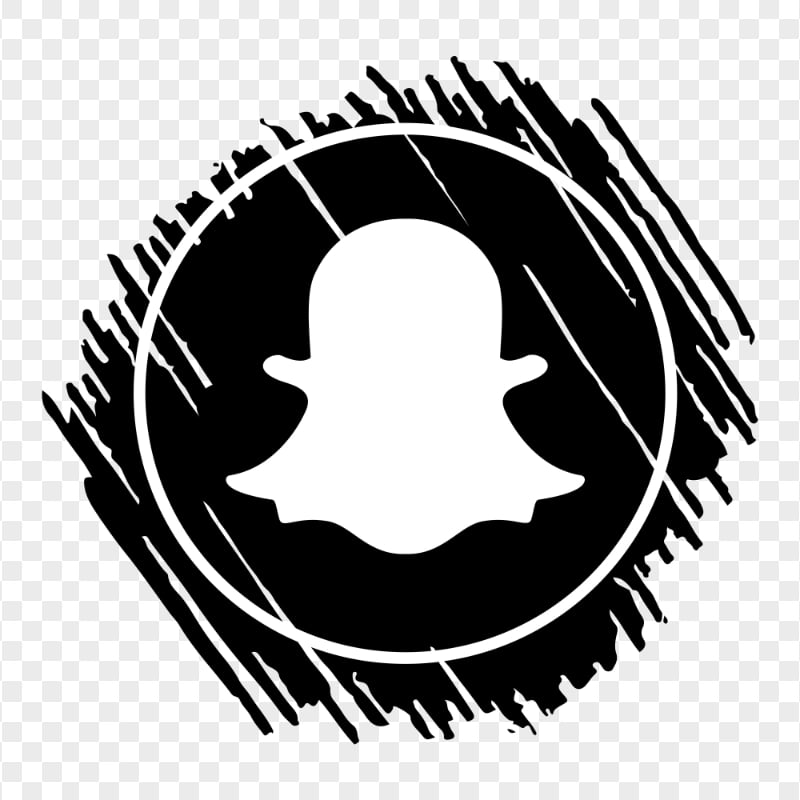 Snapchat Round Logo Icon Scrible Style Black & White PNG | Citypng