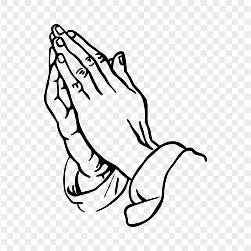 Outline Black Pray Hands PNG | Citypng